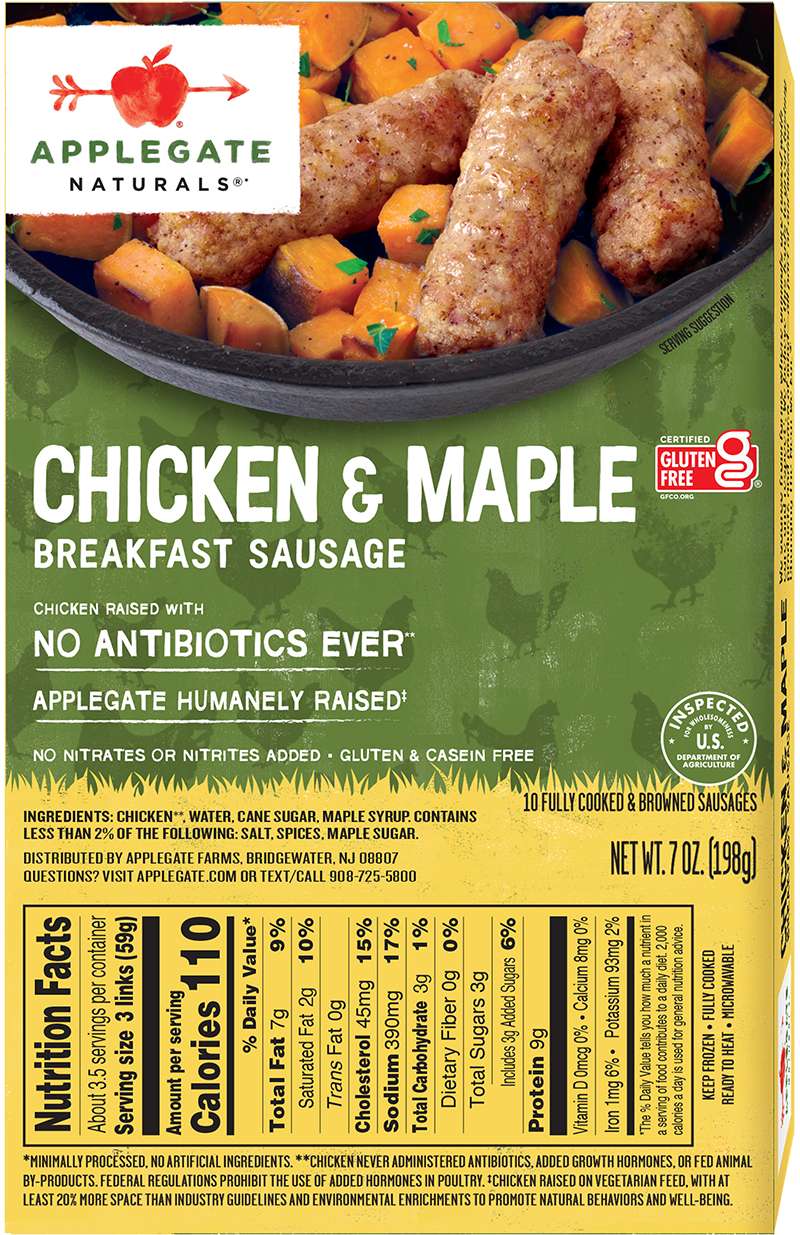 Products - Breakfast Sausage - Natural Chicken and Maple Breakfast Sausage - Applegate